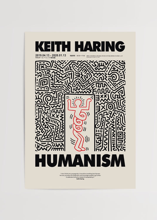 Keith Haring Poster Baskı – Humanism Sergi Afişi Çizgisel Modern Sanat ...
