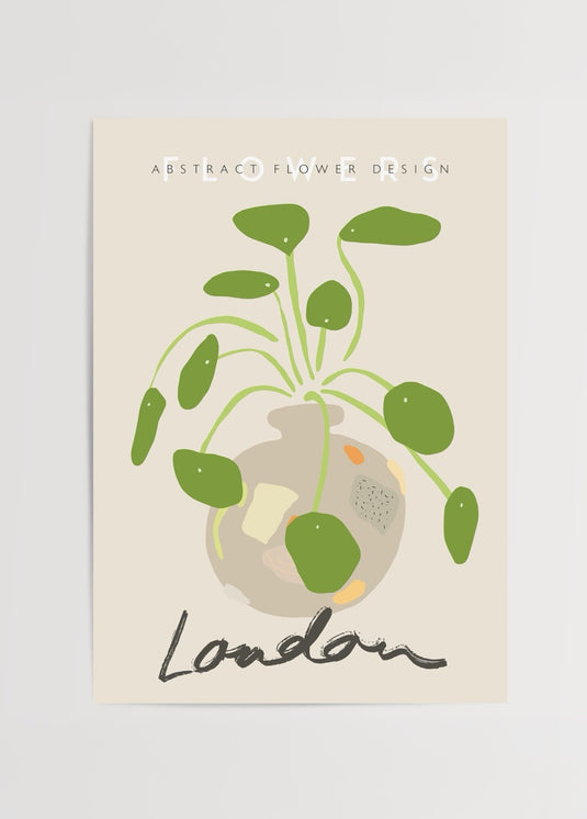 London Soyut Saksı Bitkisi Poster | Minimalist Yeşil Duvar Sanatı ...