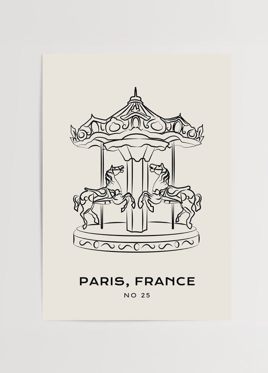 Paris Carousel Poster – Çizgi Sanatlı Paris Atlıkarınca İllüstrasyonu ...